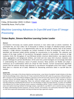 CBIS Seminar: Machine learning advances in cryo-EM and cryo-ET image processing by Tristan ...