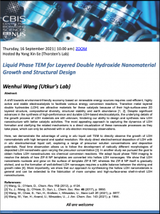 CBIS Seminar: Liquid phase TEM for layered double hydroxide ...