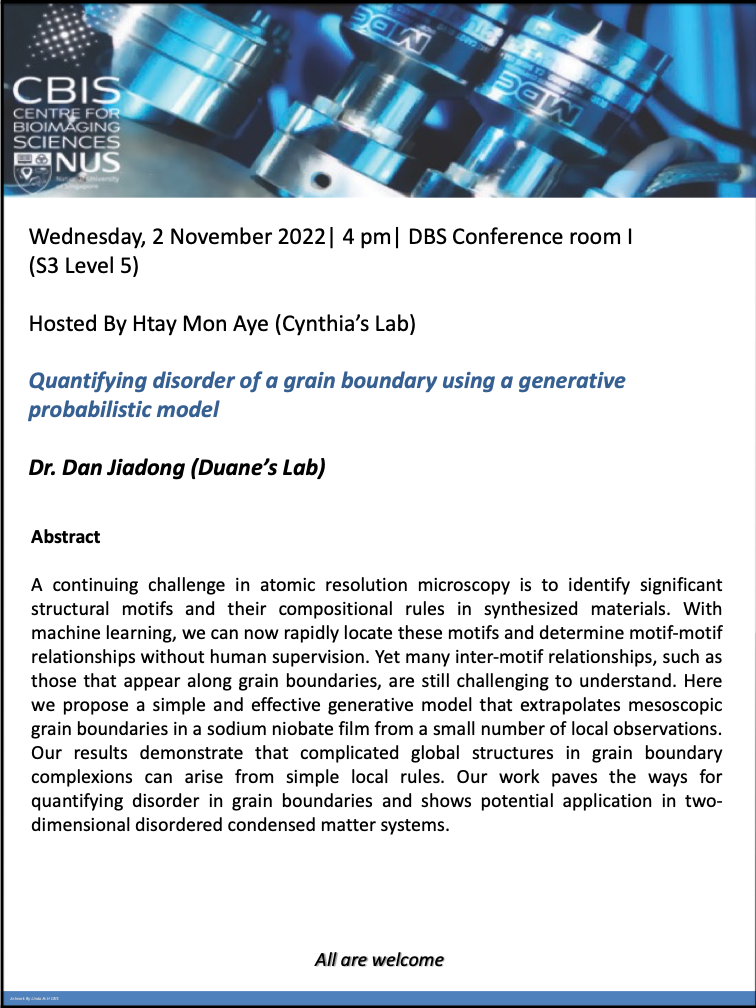 CBIS Seminar: Quantifying disorder of a grain boundary using a generative probabilistic model ...
