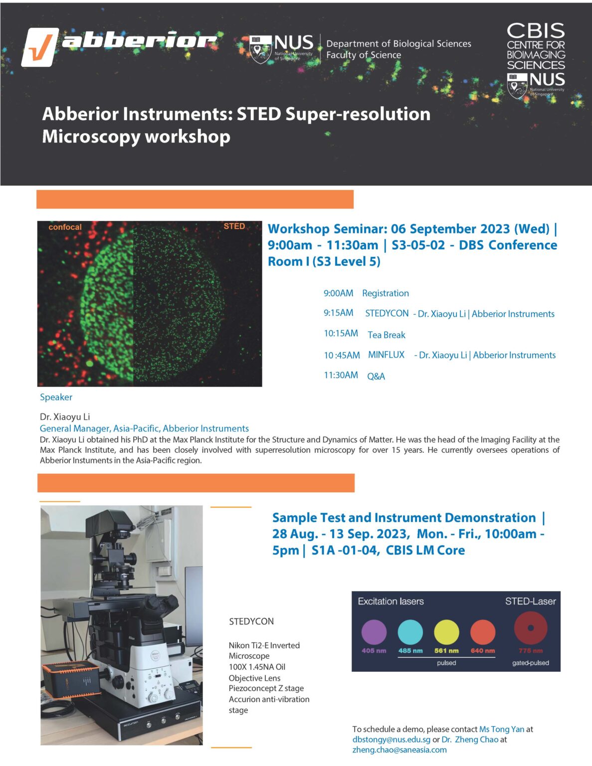 Abberior STED super-resolution microscopy workshop - NUS Biological ...