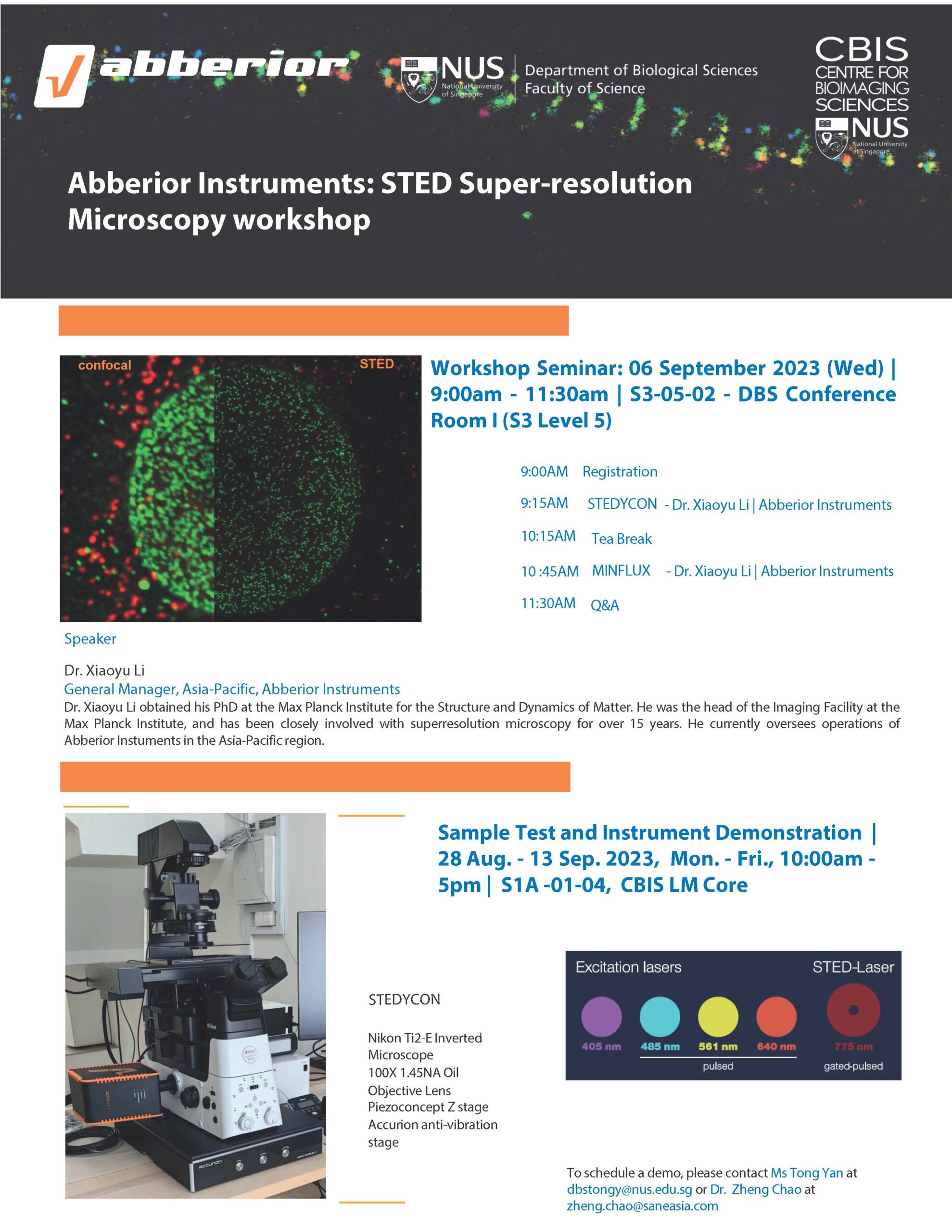 Abberior STED super-resolution microscopy workshop - NUS Biological Sciences | NUS Biological ...